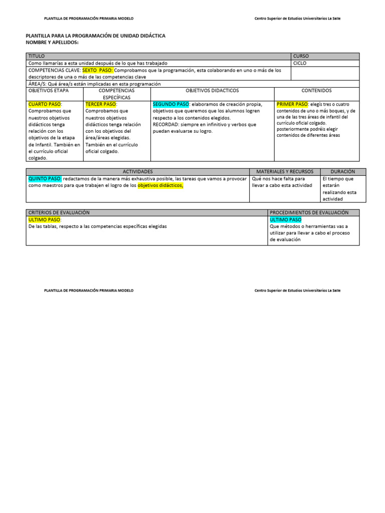 PLANTILLA con explicaciones LOMLOE | Descargar gratis PDF | Plan de estudios | Evaluación