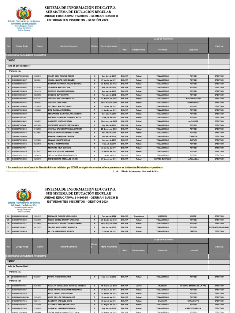 Lista Gonza | PDF | Bolivia | Gobierno
