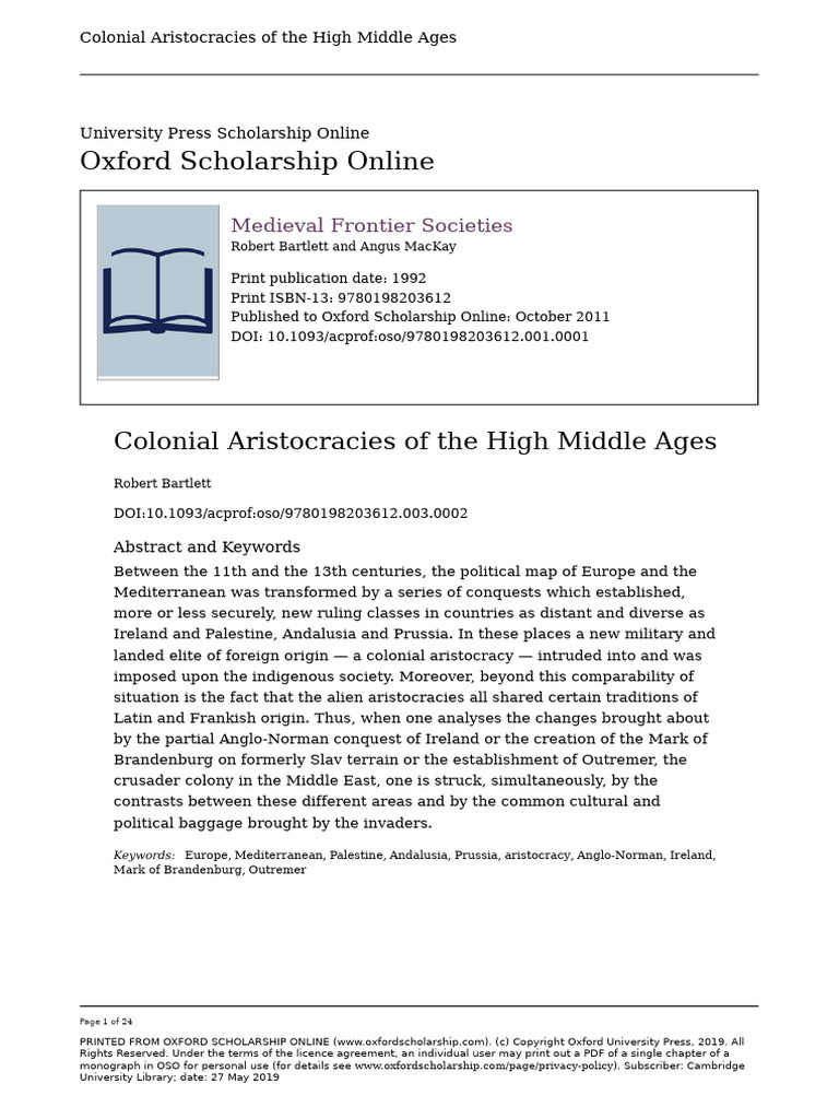 Colonial Aristocracies of The High Middle Ages | PDF | Middle Ages ...