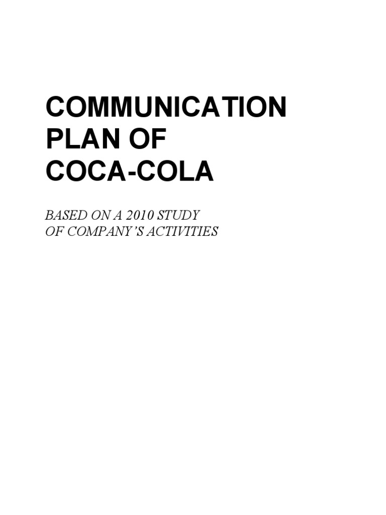 Communication Plan of Coca-Cola | PDF | Coca Cola | Brand
