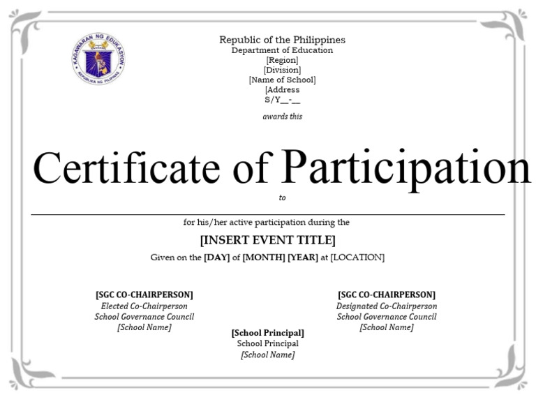 Certificate of Participation Template | PDF
