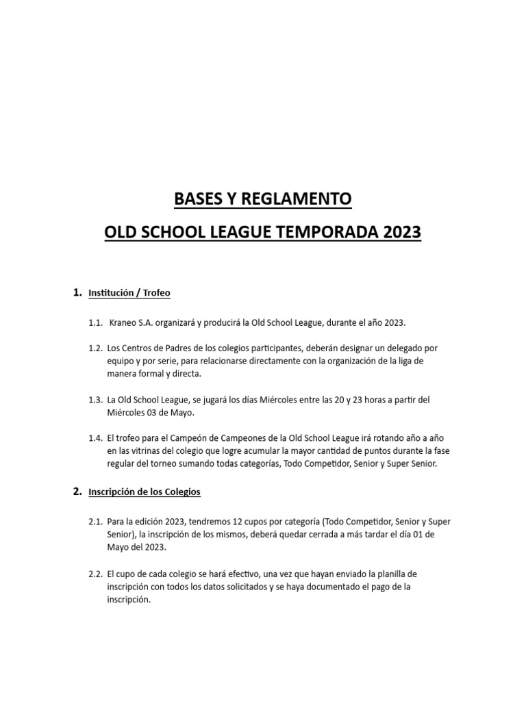 Bases Reglamento Osl 2023 | PDF | Árbitro | Asociación de Futbol