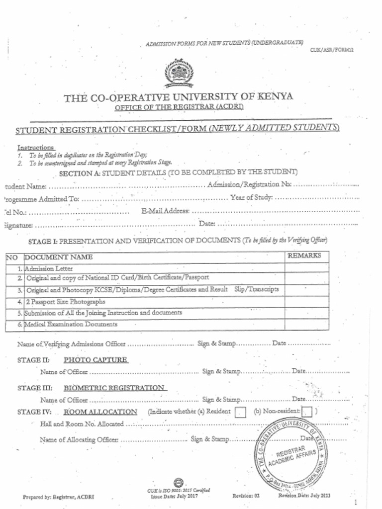 Admission Forms For New Students (Undergraduate) | PDF