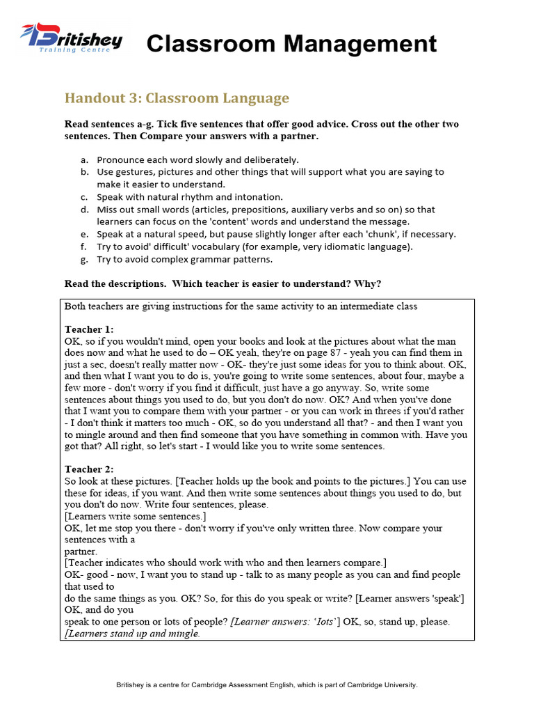 Classroom Management 3 | PDF | Language Mechanics | Syntax