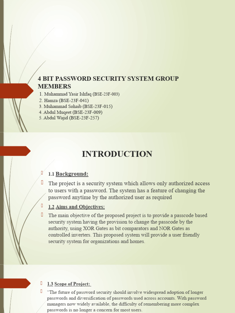 4 Bit Password Security System Group Members | PDF | Password | Security Alarm