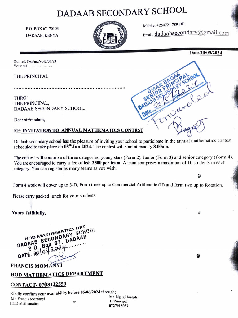 Maths Contest Invitation 24 | PDF