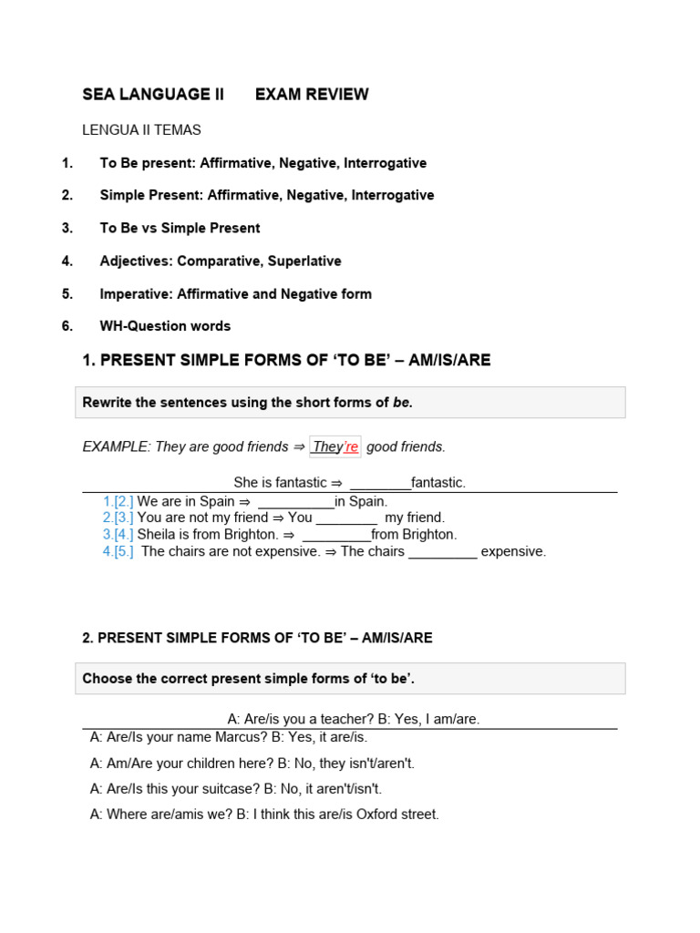 Sea Language II Exam Review | PDF | Syntax | Linguistic Typology