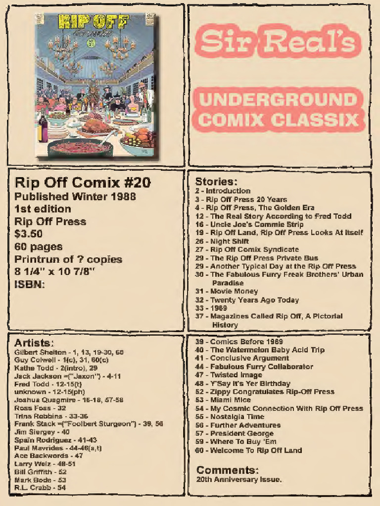 Rip Off Comix 21 (1st Edition) (1988) (Sir Real) | PDF | Comics Publications | Comics