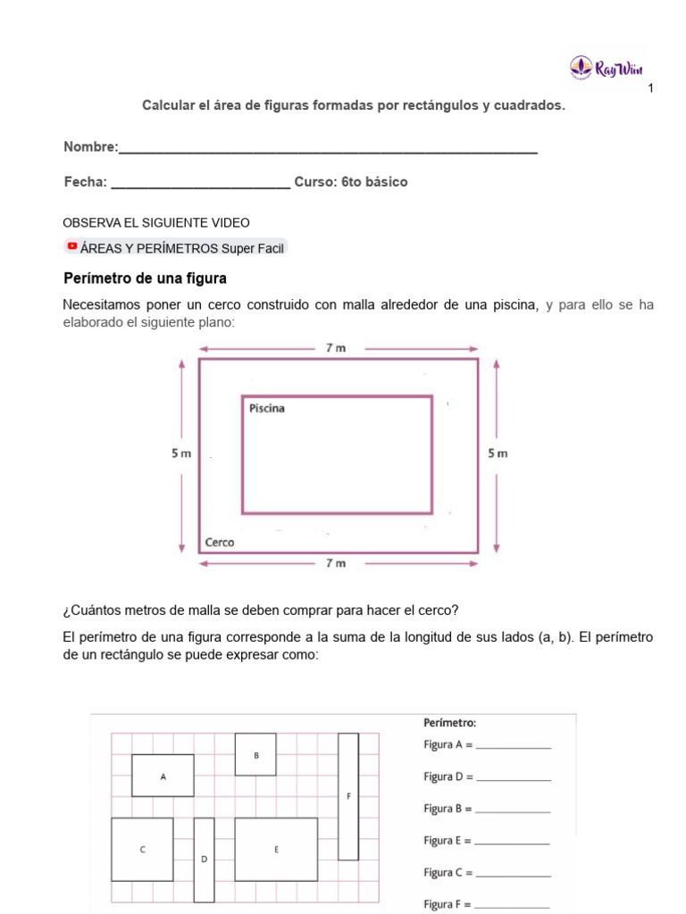 6to Calcular el área de rectangulos y cuadrados | Descargar gratis PDF ...