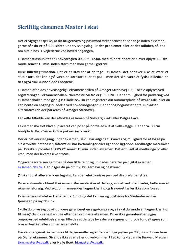 Skriftlig Eksamen Master I Skat | PDF