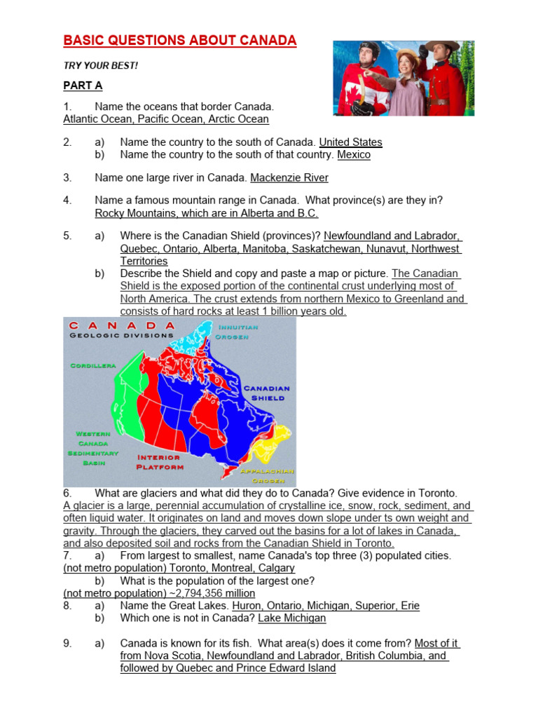 Basic Questions About Canada | PDF | Provinces And Territories Of ...