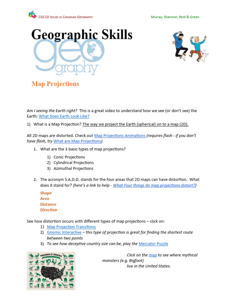 Geographic Skills in Map Projections | PDF | Latitude | Longitude