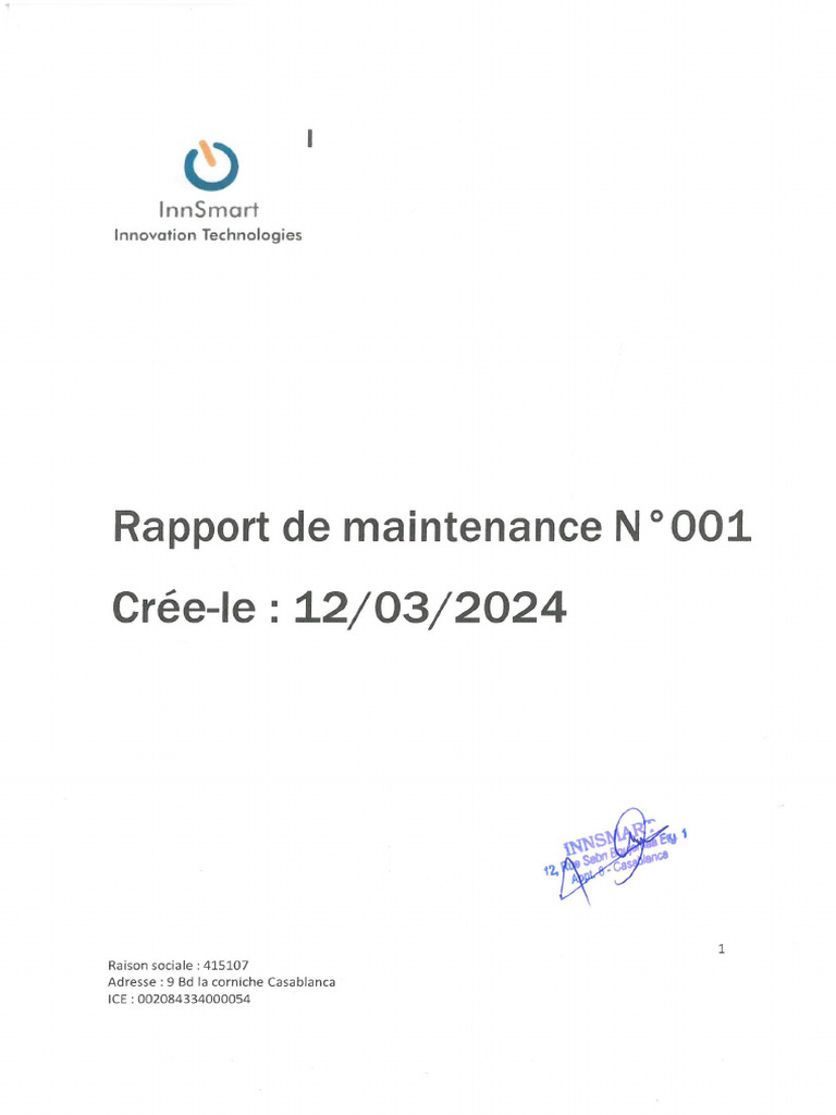 RAPPORT DE MAINTENANCE | PDF