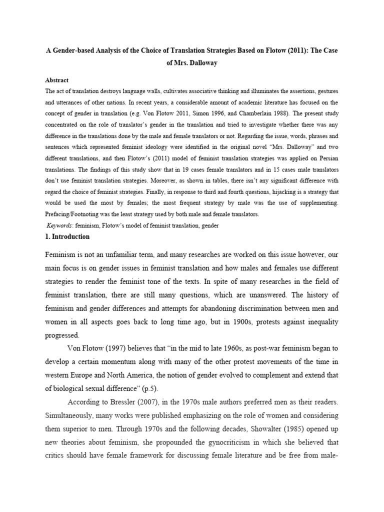 A Gender-Based Analysis of The Choice of Translation Strategies Based ... A Gender-Based Analysis of The Choice of Translation Strategies Based ...