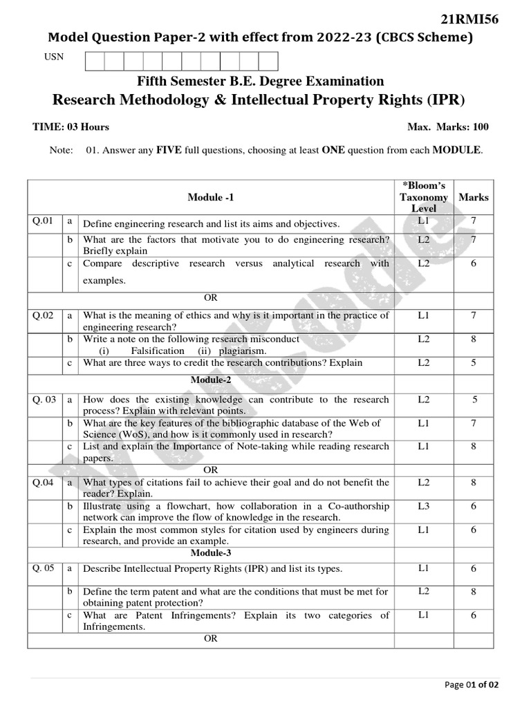 @vtucode - in Model Set 2 21RMI56 2021 Scheme | PDF | Trademark | Patent