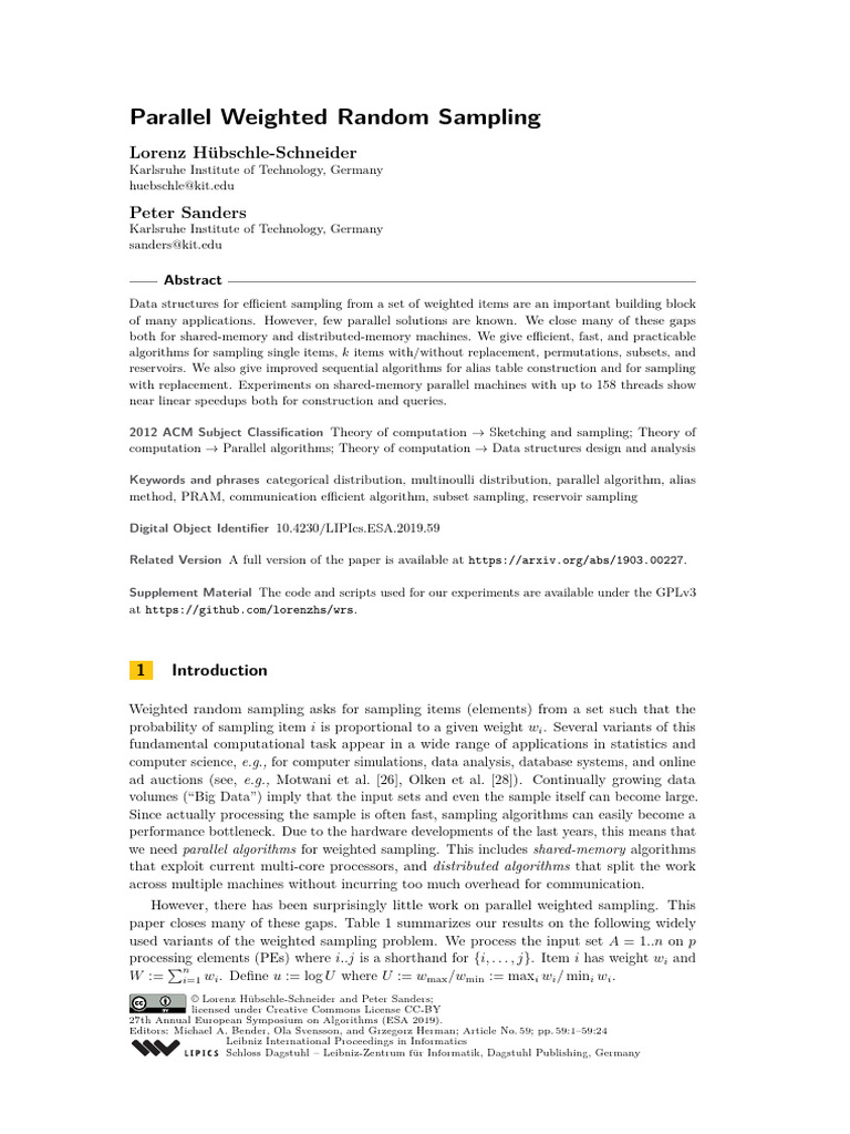 LIPIcs ESA 2019 59 | Download Free PDF | Time Complexity | Sampling ... LIPIcs ESA 2019 59 | Download Free PDF | Time Complexity | Sampling ...