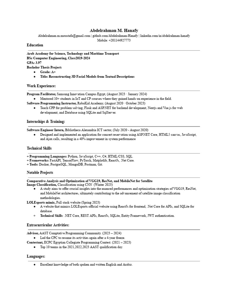 Abdelrahman M Hanafy Pdf Information Technology Software 