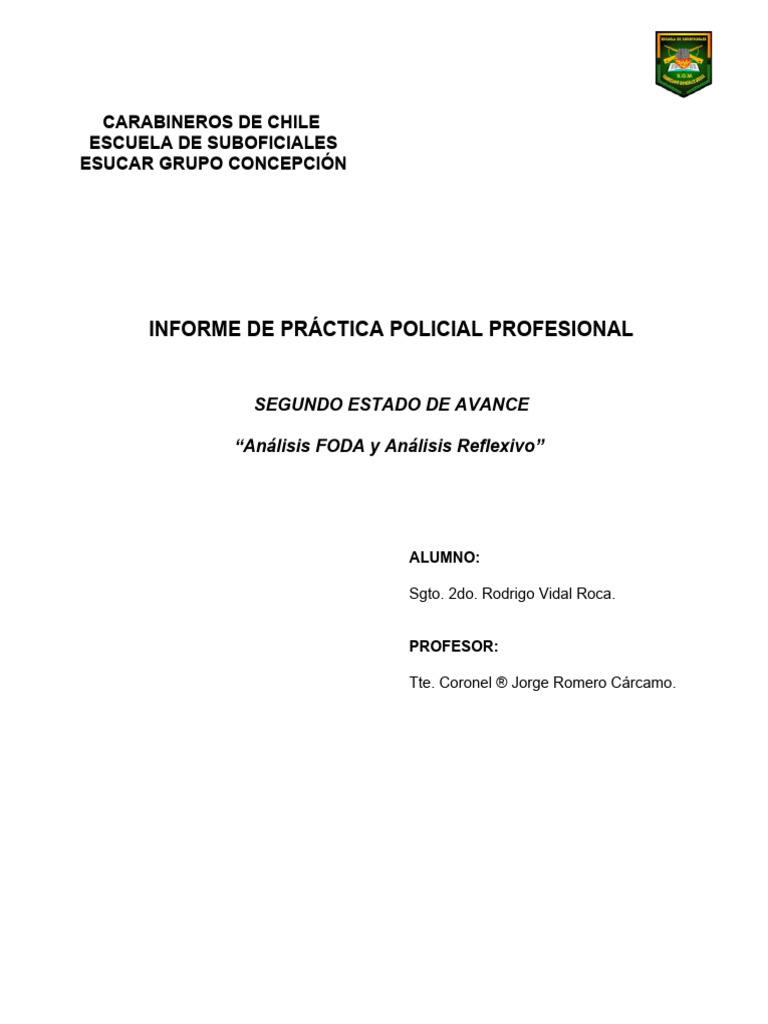 2do Avance Informe Práctica Policial 2022, 30 de Mayo Sgto. 2do. Rodrigo Vidal Roca | PDF ...