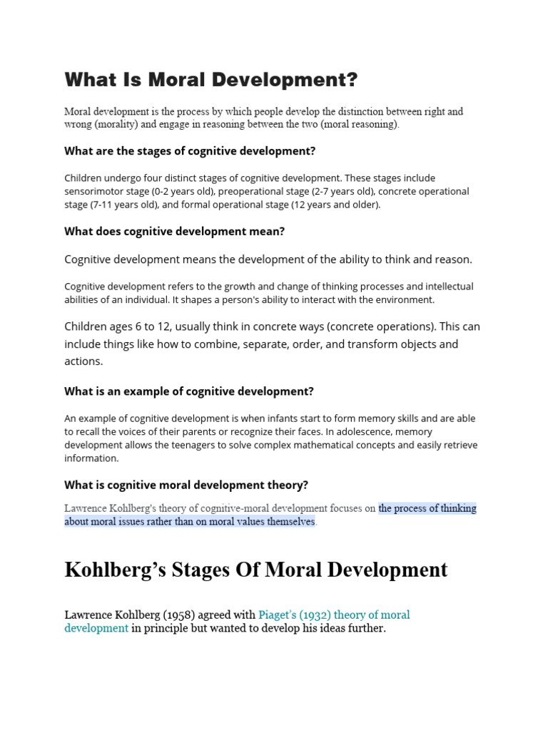 Stages of Moral Development | PDF | Morality | Cognitive Development