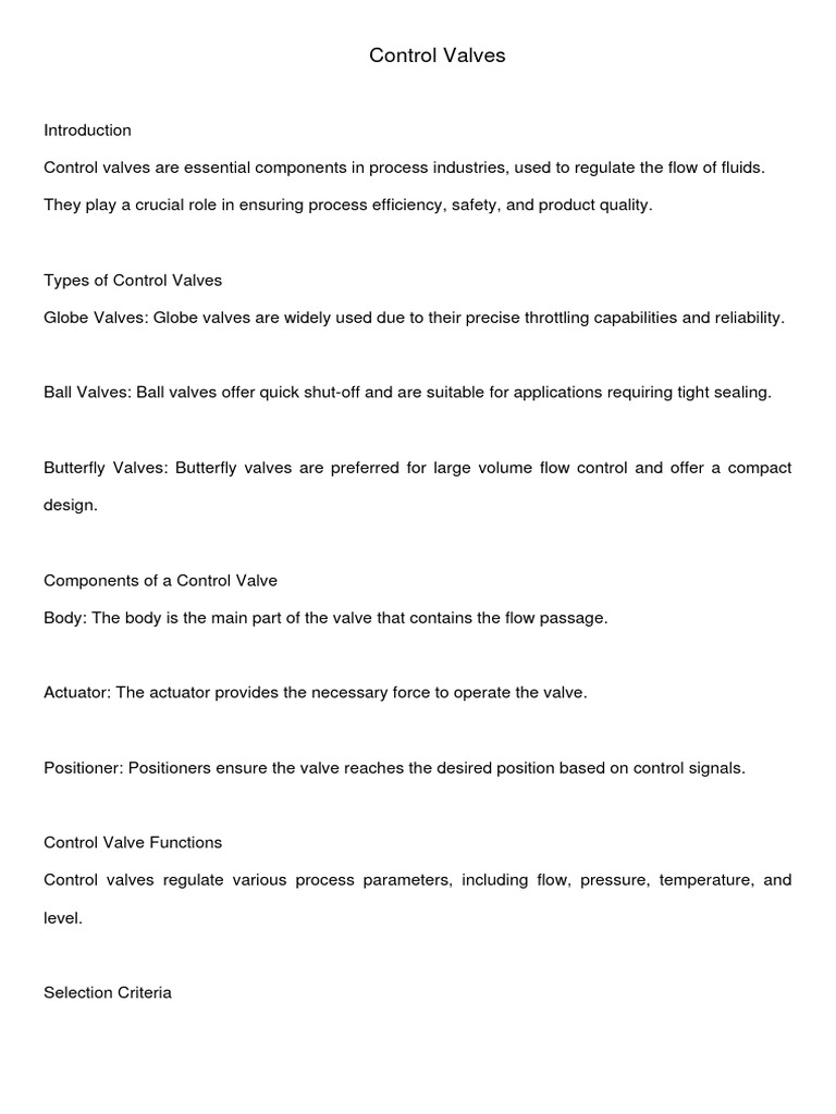 Control Valves | PDF