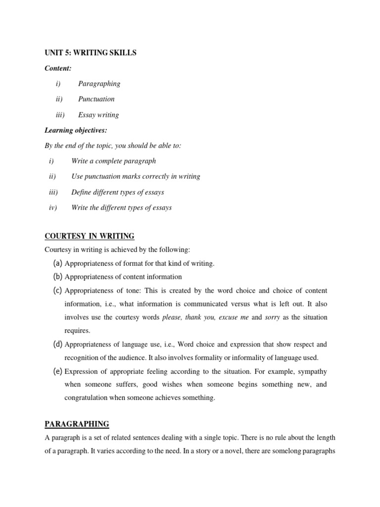 Unit 5 | PDF | Essays | Comma