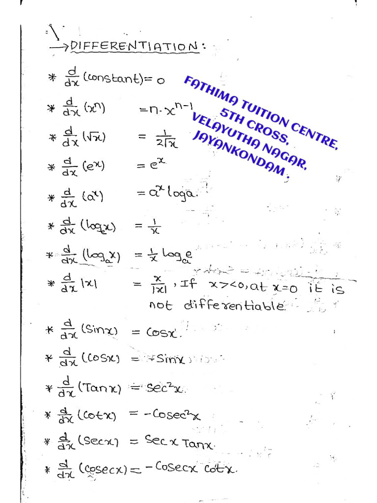 Diff Int Formula Pdf