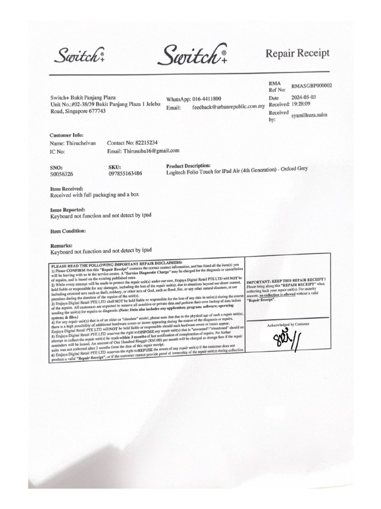 Repair Receipt 2 2024-05-10 06 - 38 - 14 | PDF