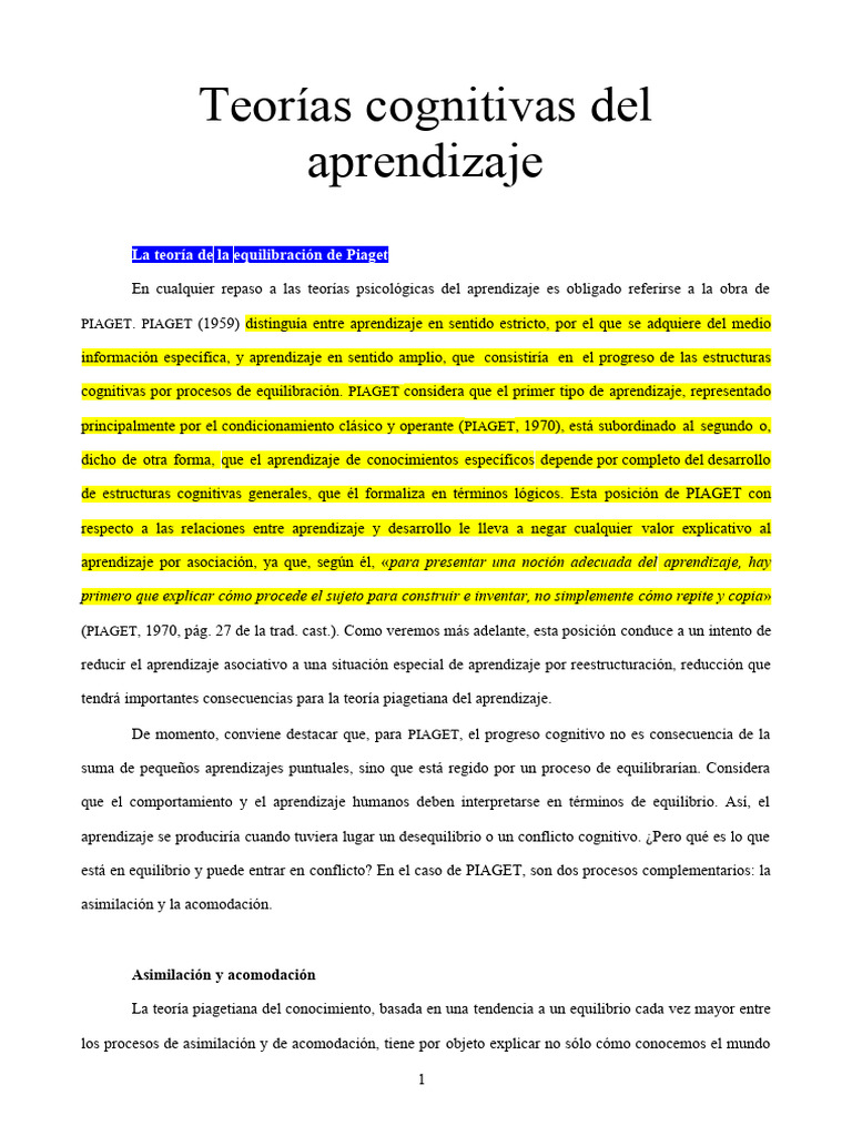 Teorías Cognitivas Del Aprendizaje | Descargar gratis PDF | Aprendizaje | Sicología