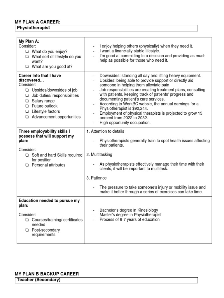 Revised Transition Plan - Plan A and Plan B | PDF | Physical Therapy ...