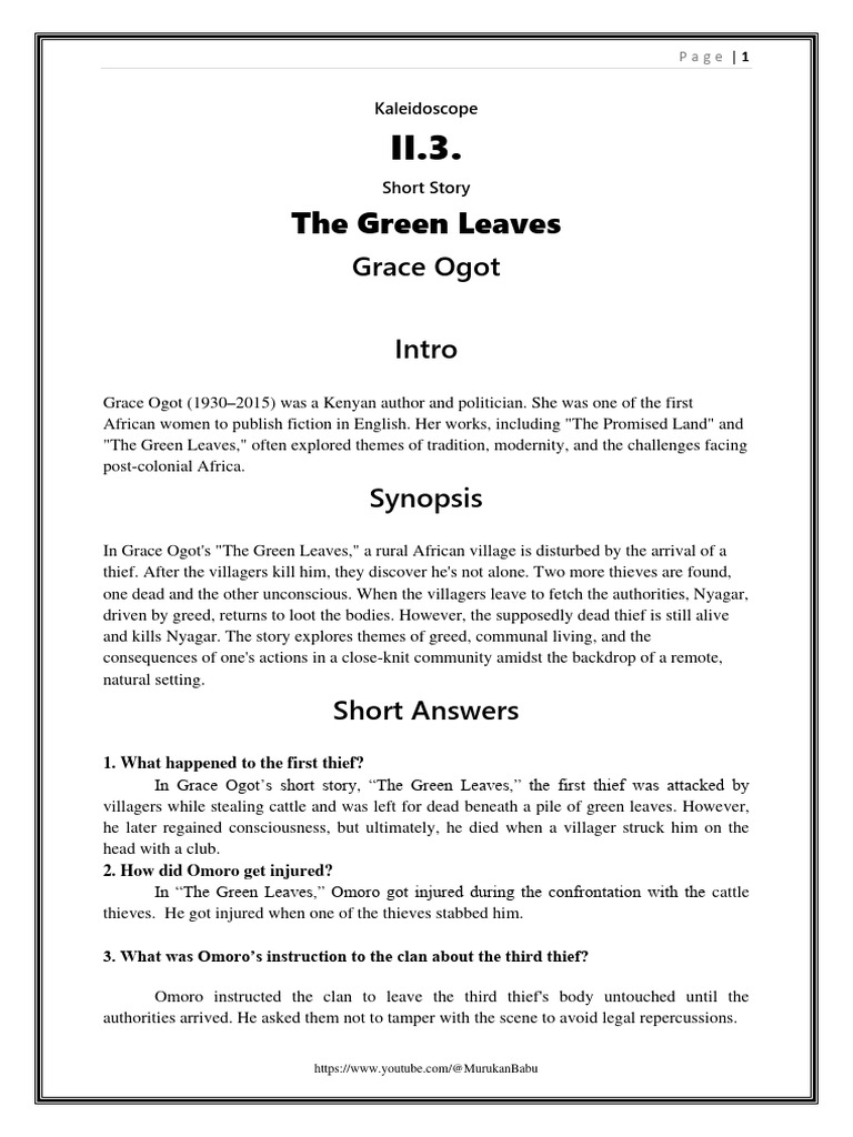 The Green Leaves Complete Notes | PDF | Greed | Theft