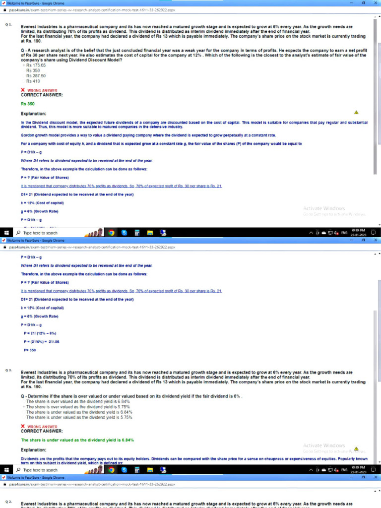 RA Case Study Mock 1 | PDF | Dividend | Cost Of Capital