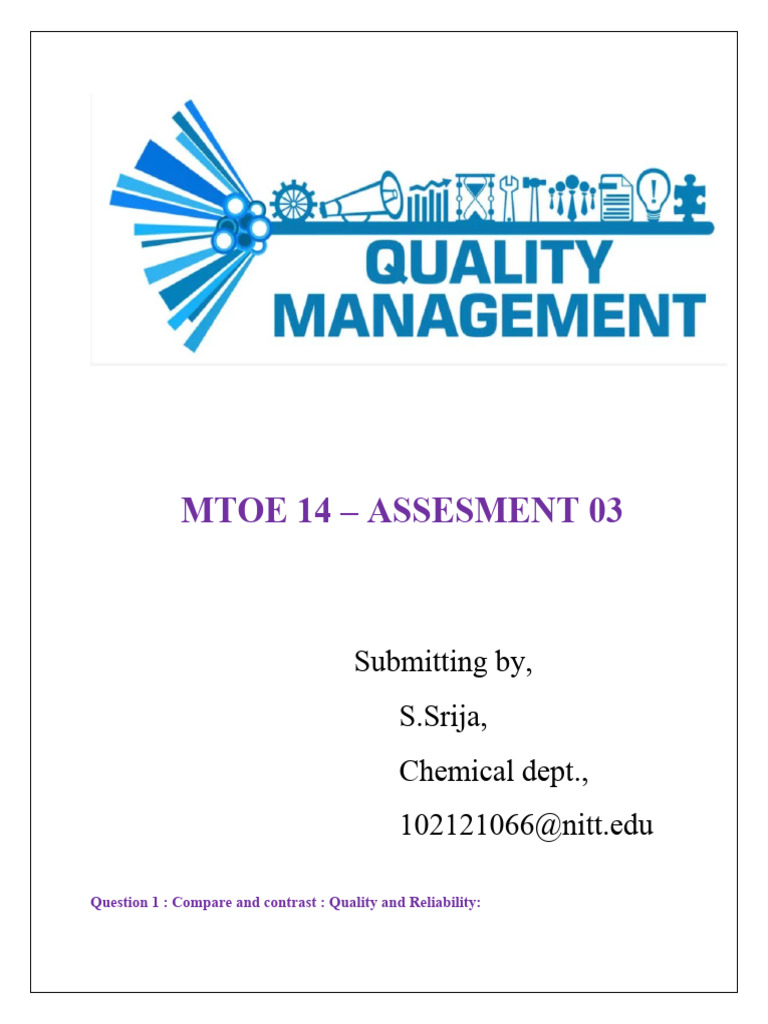MTOE 14 | Download Free PDF | Reliability Engineering | Quality Management