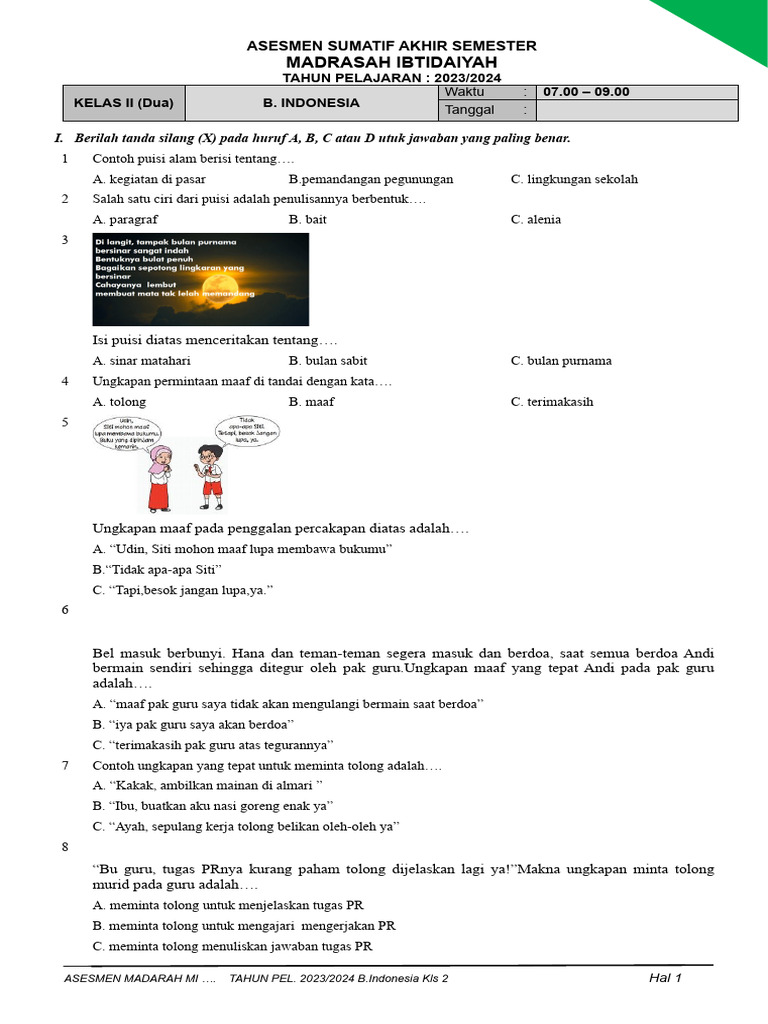Revisi Naskah Soal BHS INDONESIA Kls 2 | PDF | Seni & Disiplin Bahasa