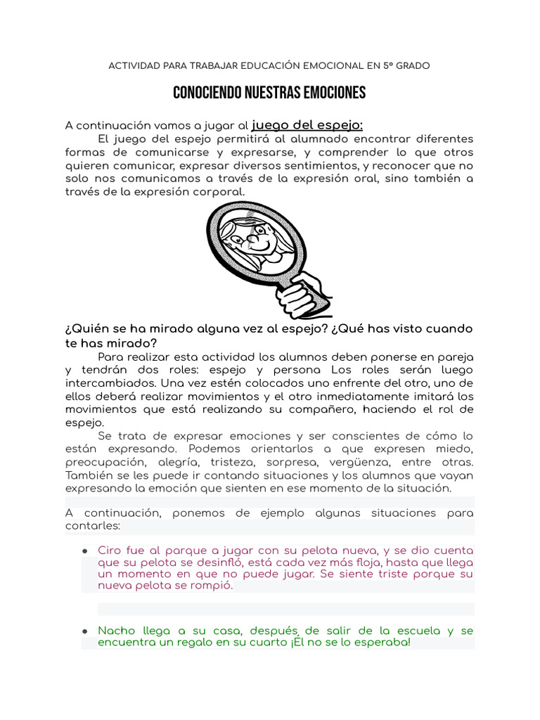 Actividad para Trabajar Educación Emocional | PDF | Las emociones