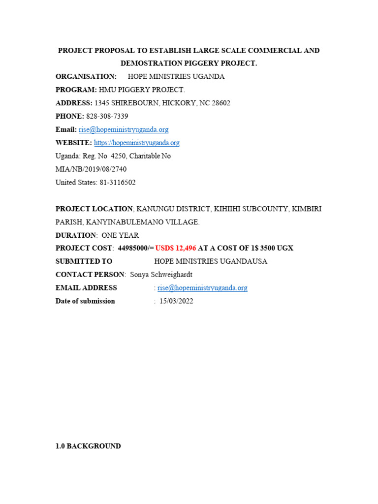 HMU Piggery Project Proposal | PDF | Net Present Value | Internal Rate ...