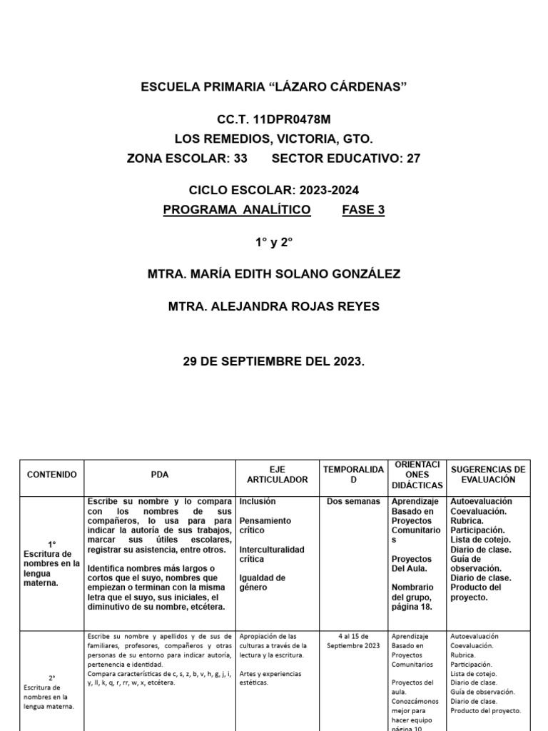 Dosificacion Fase 3 1° y 2° Ale | PDF | Escritura | Percepción Dosificacion Fase 3 1° y 2° Ale | PDF | Escritura | Percepción