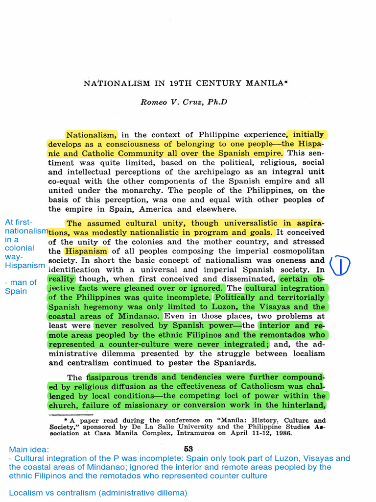 Nationalism Evolution in 19th Century Manila | PDF | History