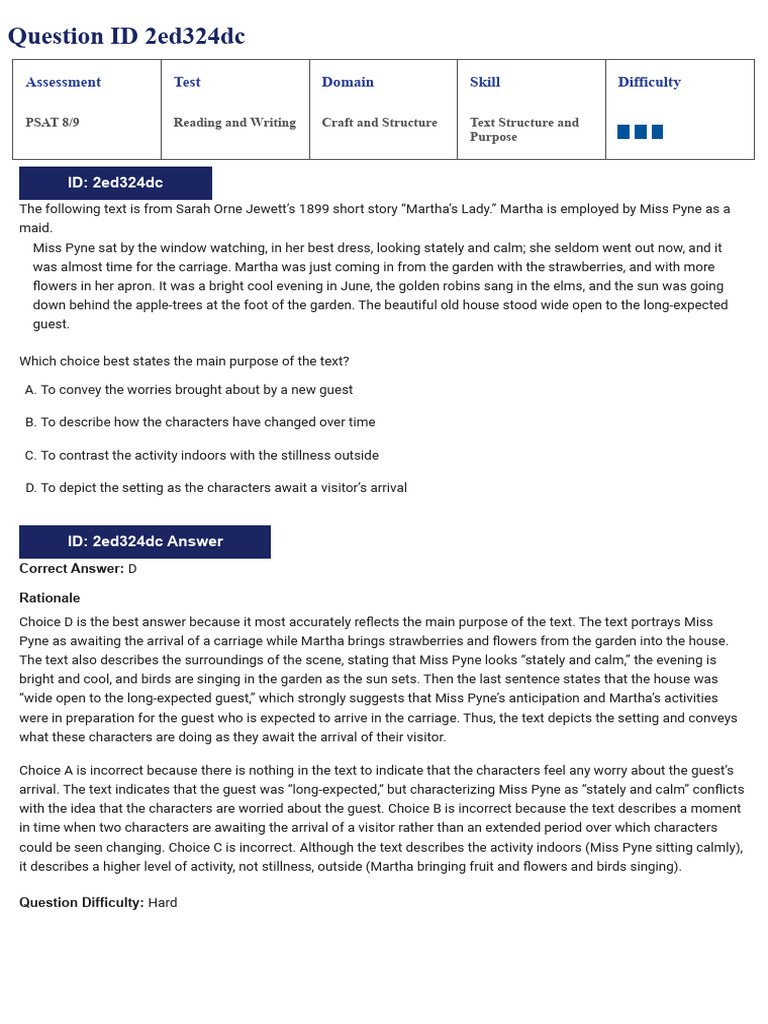 SSQB Text Structure and Purpose Answer Explaination | PDF | Reward System