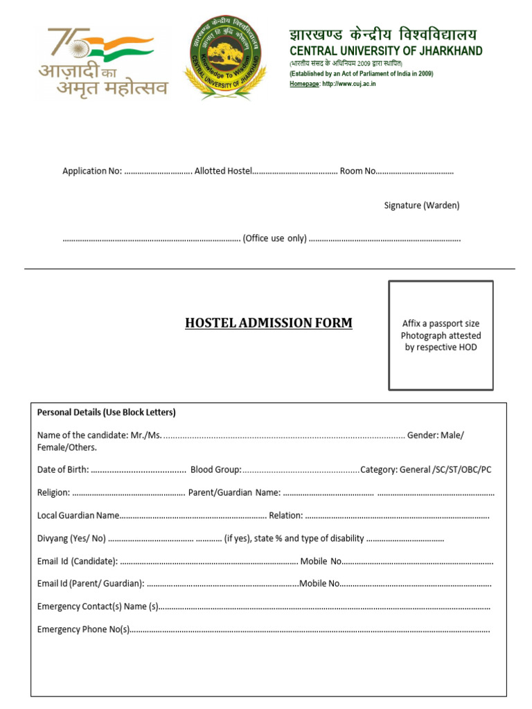 Hostel Admission Form PDF | PDF | Justice | Crime & Violence