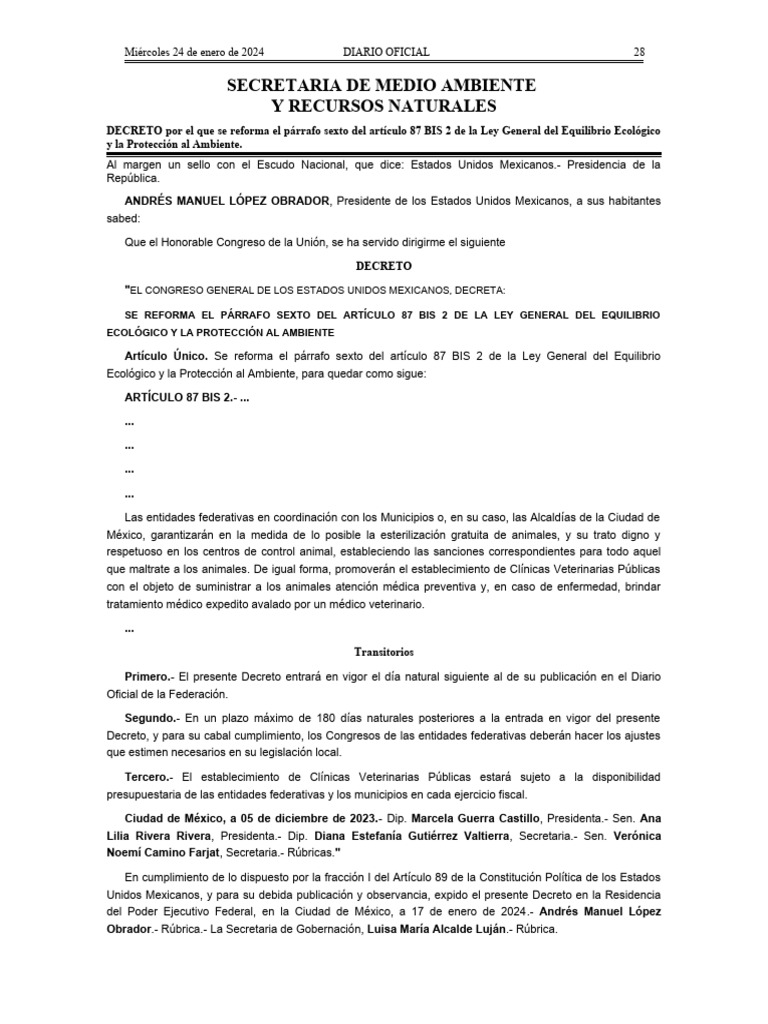 LGEEPA Ref48 24ene24 | PDF | México | Gobierno