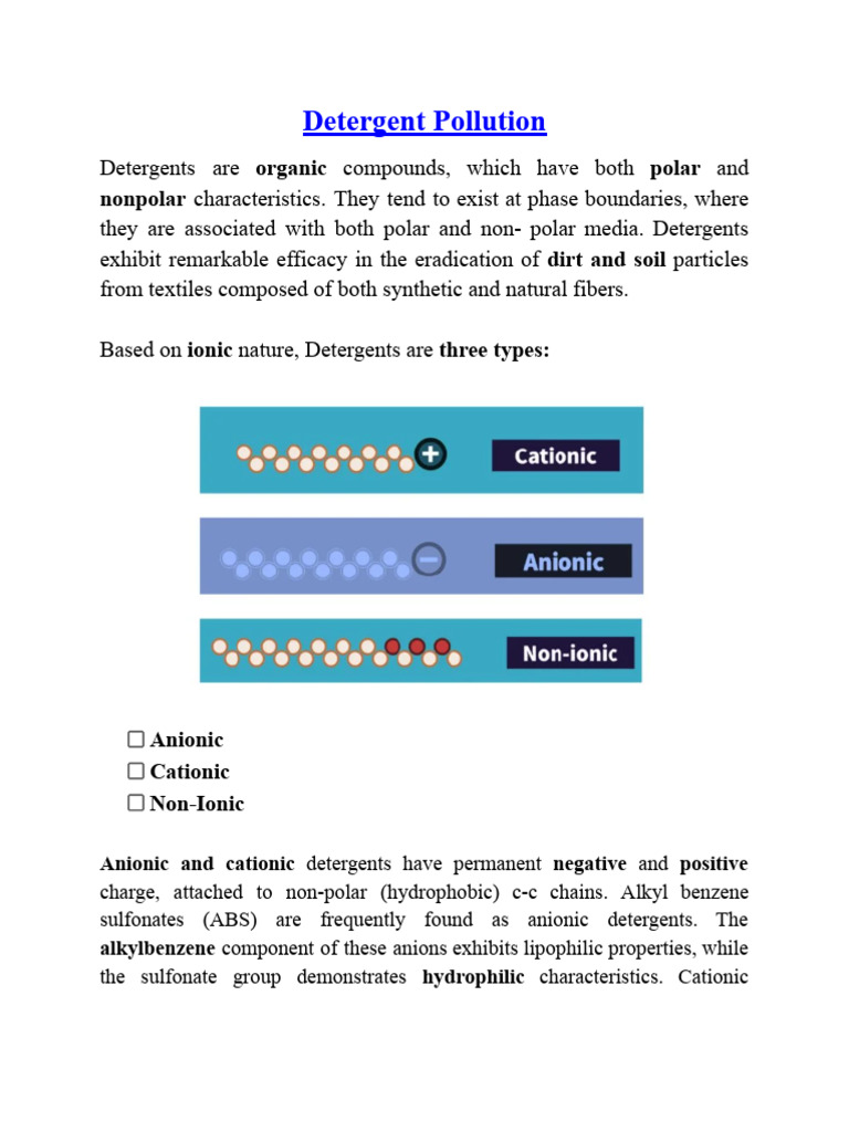 Detergent Pollution Pdf Detergent Surfactant