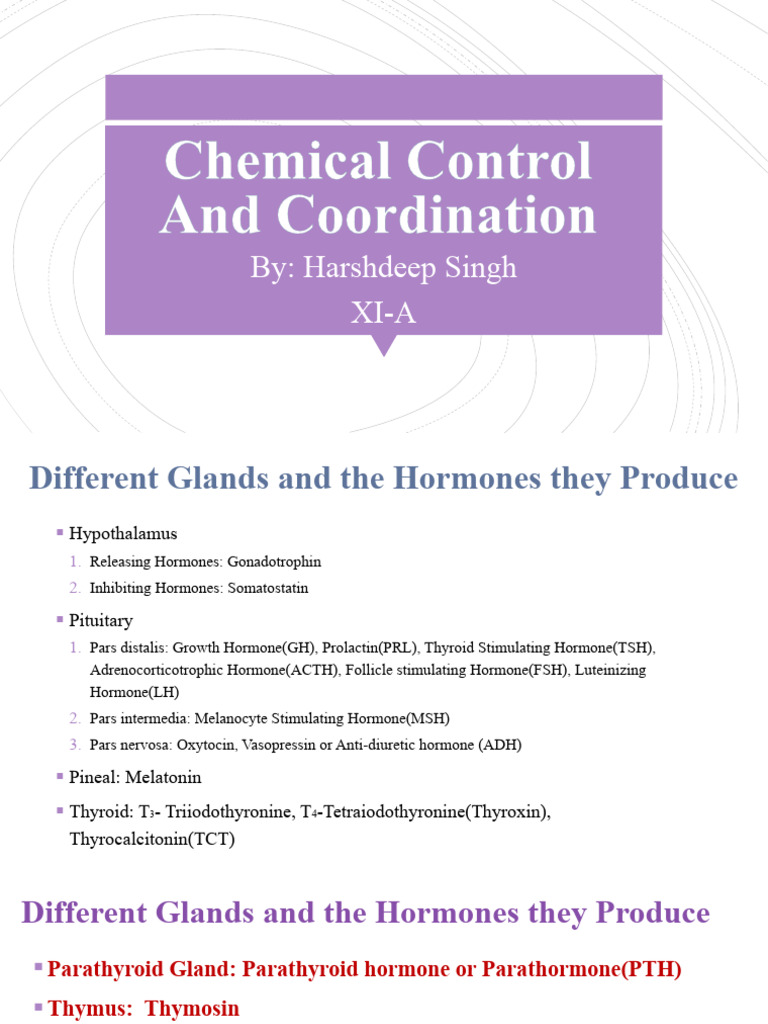 Chemical Control and Coordination | PDF | Hormone | Glands