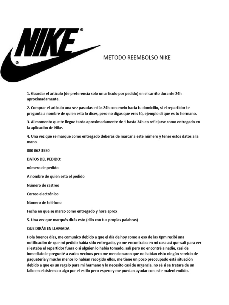 Metodo Reembolso Nike | PDF