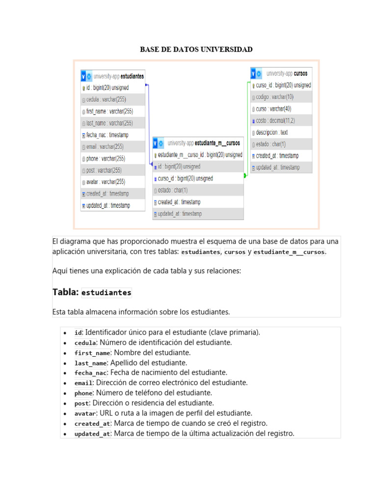 BASE DE DATOS UNIVERSIDAD | PDF | Bases de datos | Gestión de datos