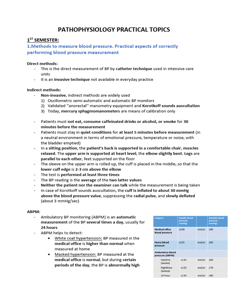 Pathophysiology Practical Topics Final Exam - VK | PDF | Pulse ...