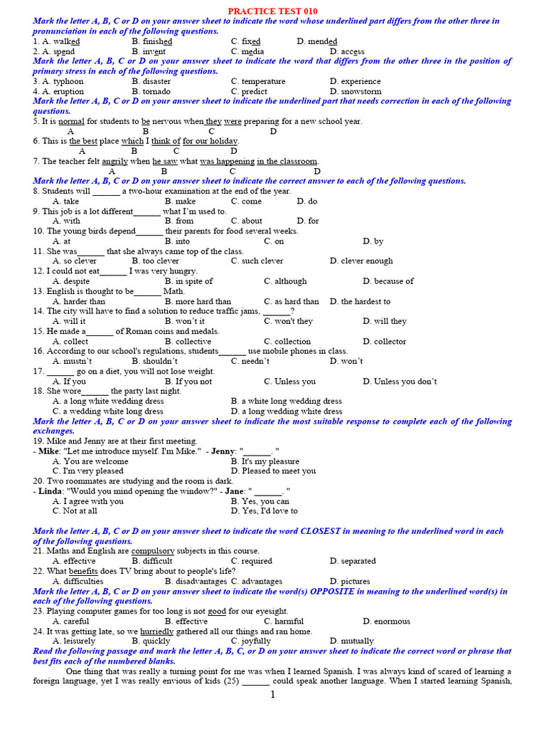 10. Practice Test 010.2020 | Download Free PDF | Water Pollution | Water