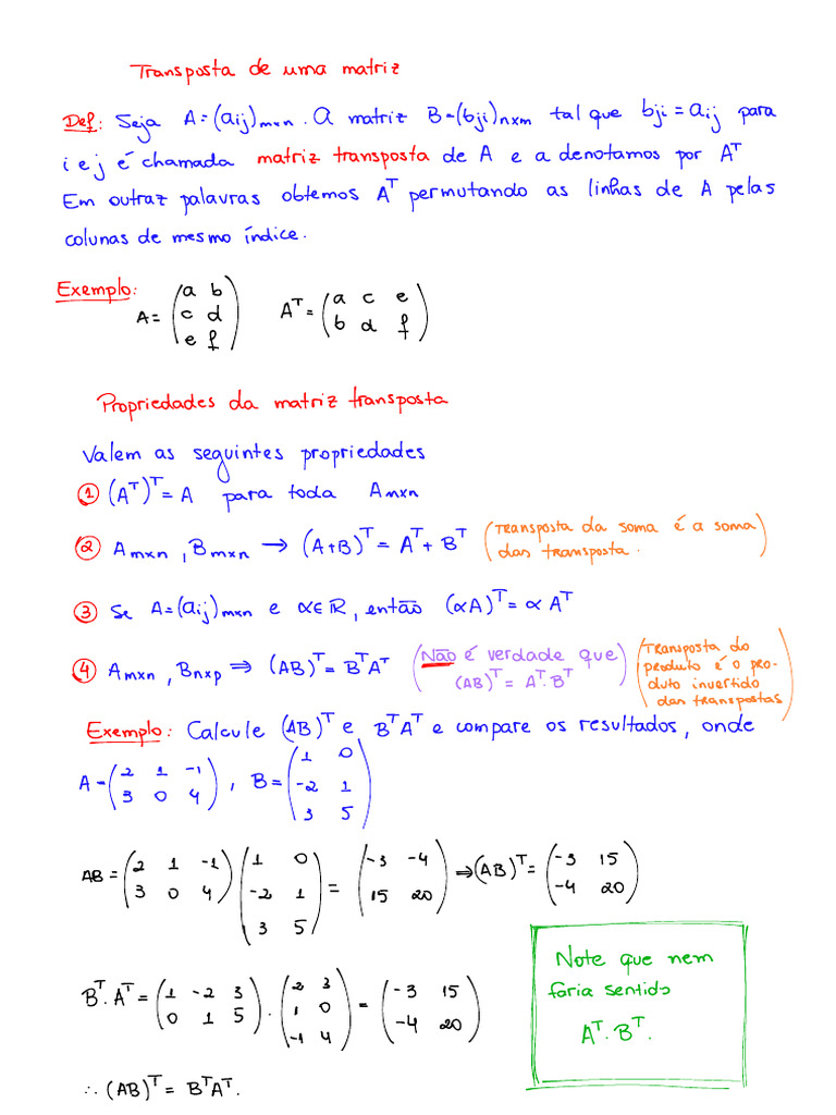Transposta de Uma Matriz | PDF
