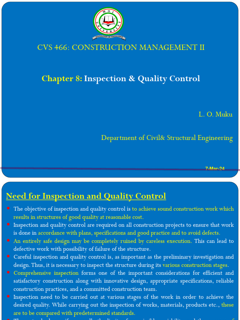 Chapter 8. Inspection and Quality Control | PDF | Coefficient Of Variation