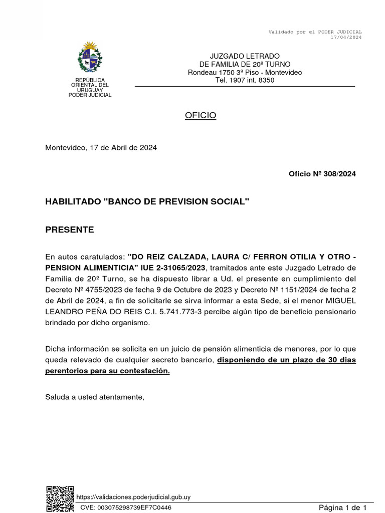 Oficio en Blanco 308-2024 | PDF