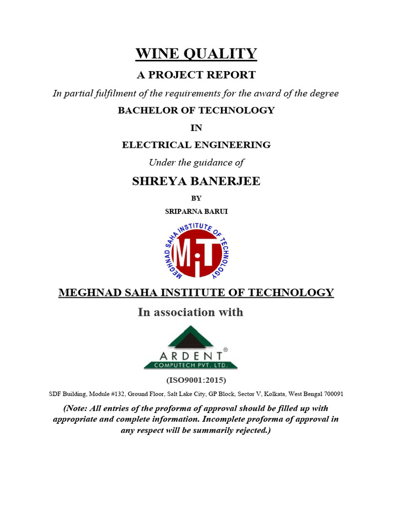 Machine Learning Project Report_WINE_QUALITY | PDF | Cluster Analysis ...